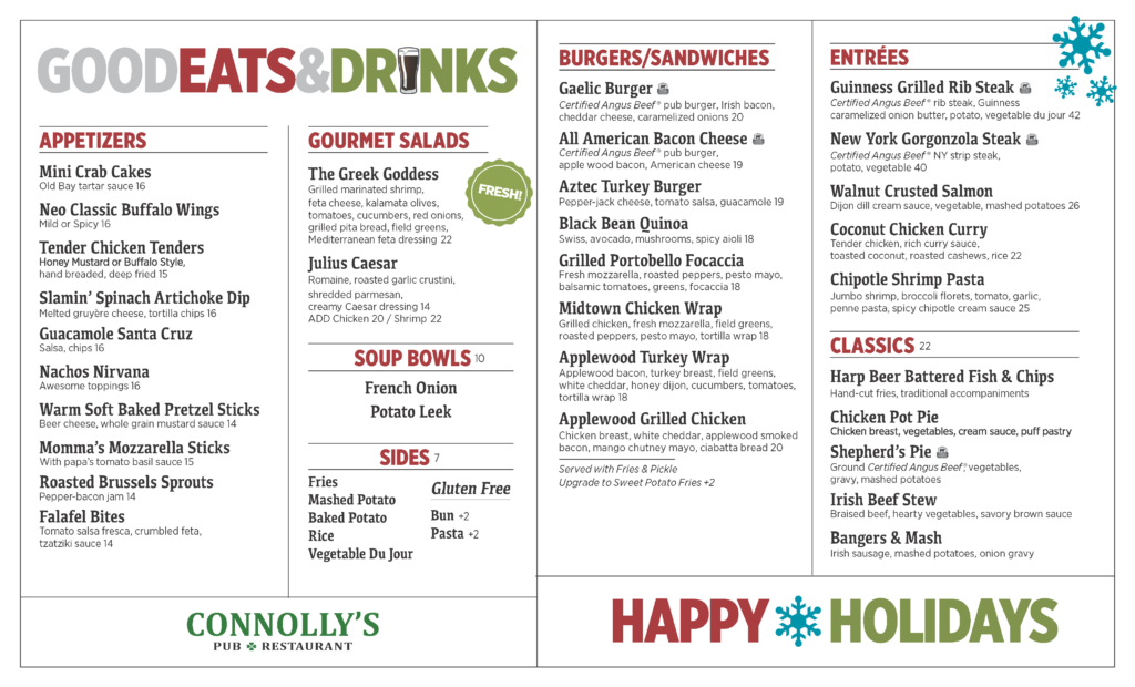 Menu - Connolly's Pub & Restaurant NYC