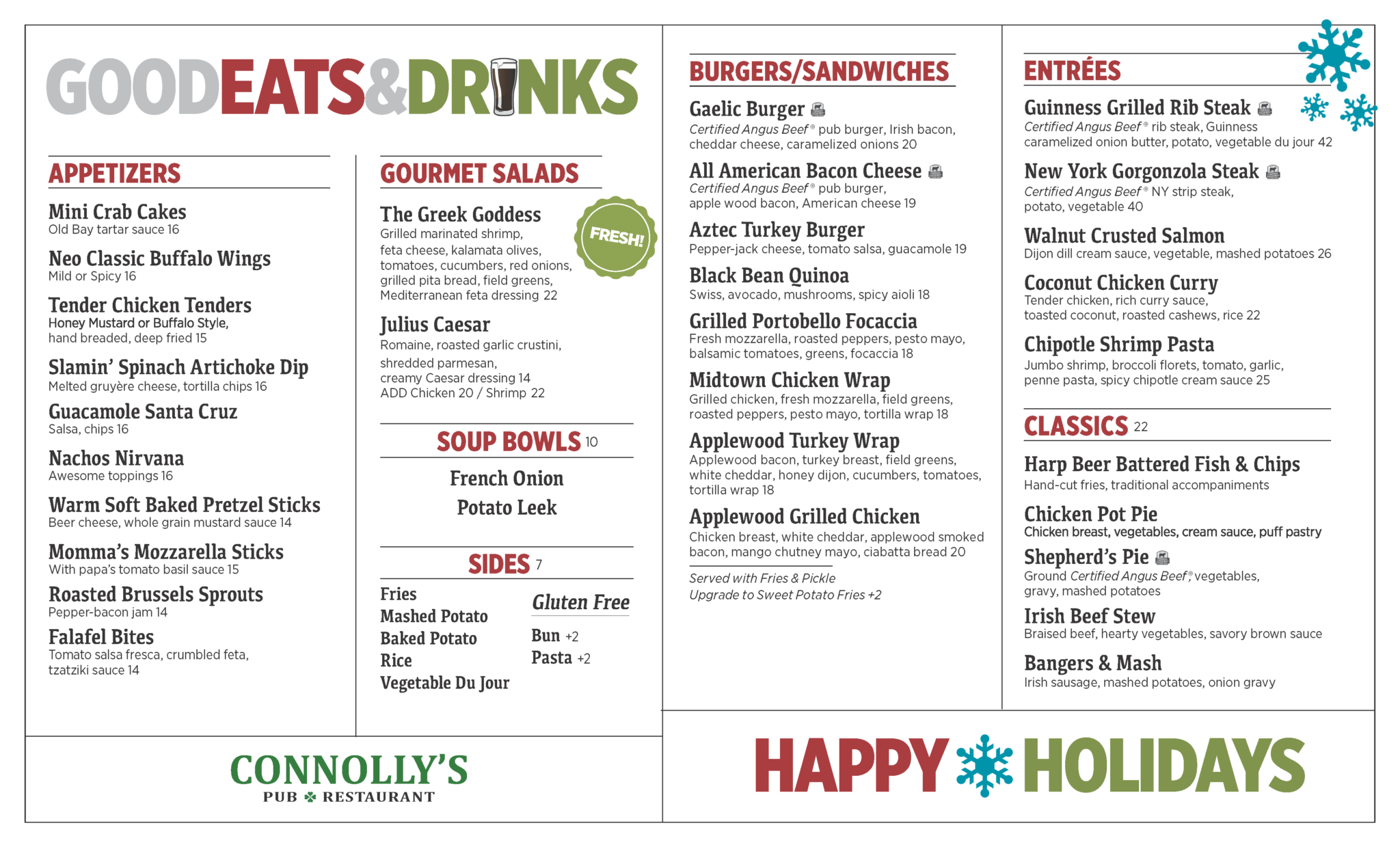 Menu - Connolly's Pub & Restaurant NYC