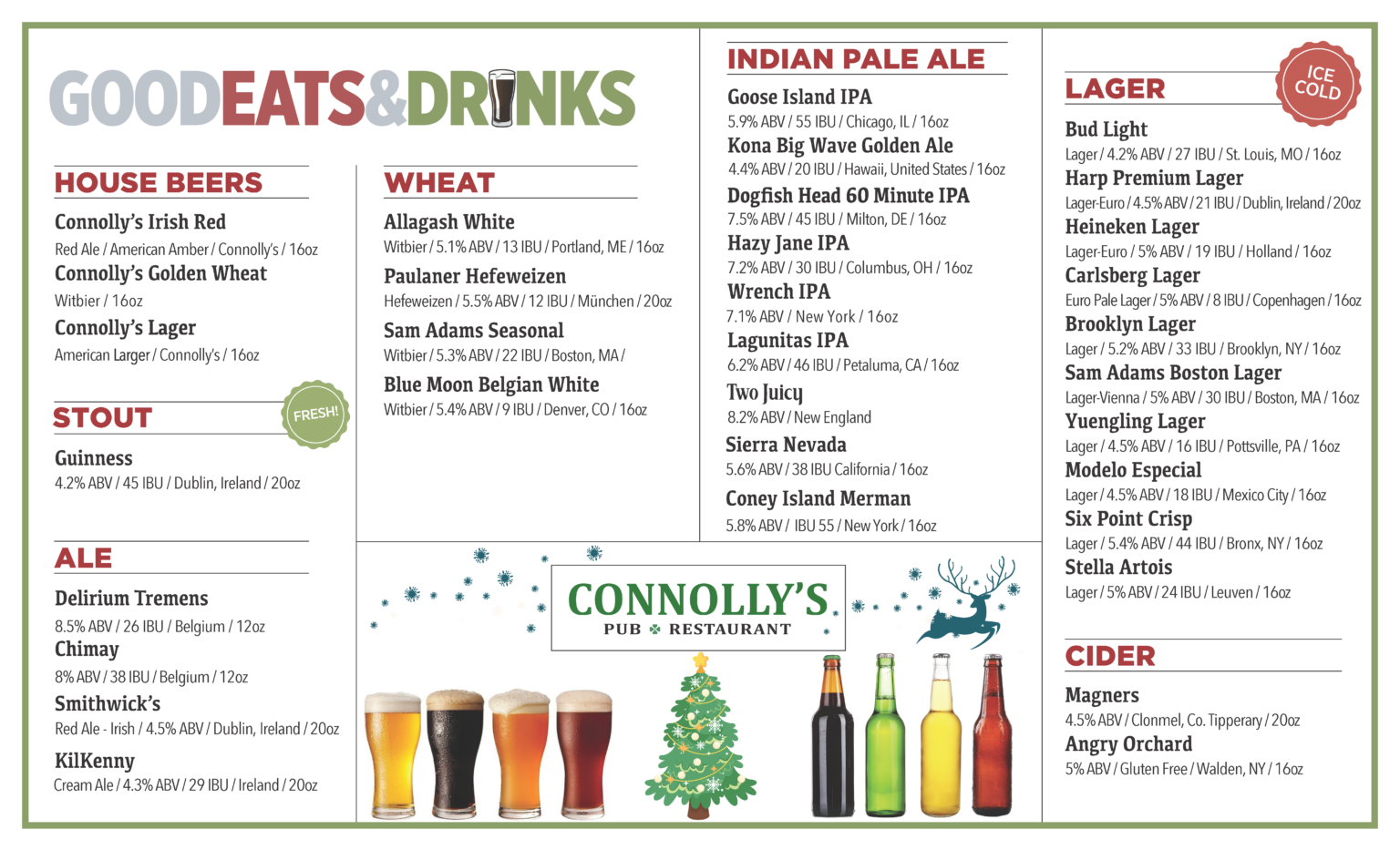 Menu - Connolly's Pub & Restaurant NYC